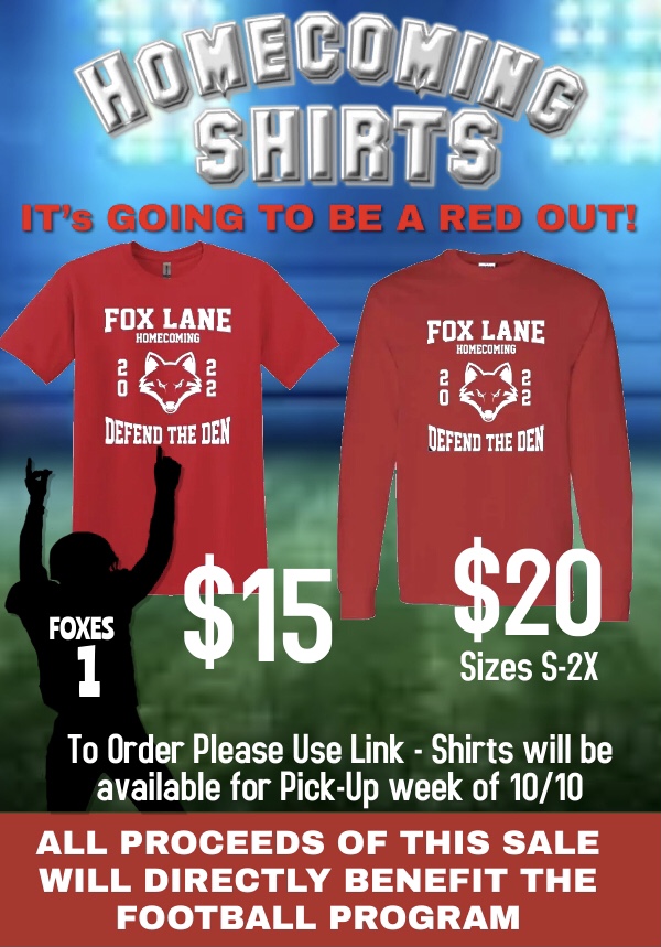 Homecoming Shirts – Fox Lane Sports Booster Club